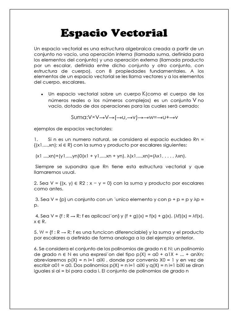 Espacio Vectorial | PDF | Espacio vectorial | Determinante