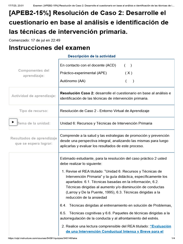 Examen - (APEB2-15%) Resolución de Caso 2 - Desarrolle El Cuestionario en Base Al Análisis e ...