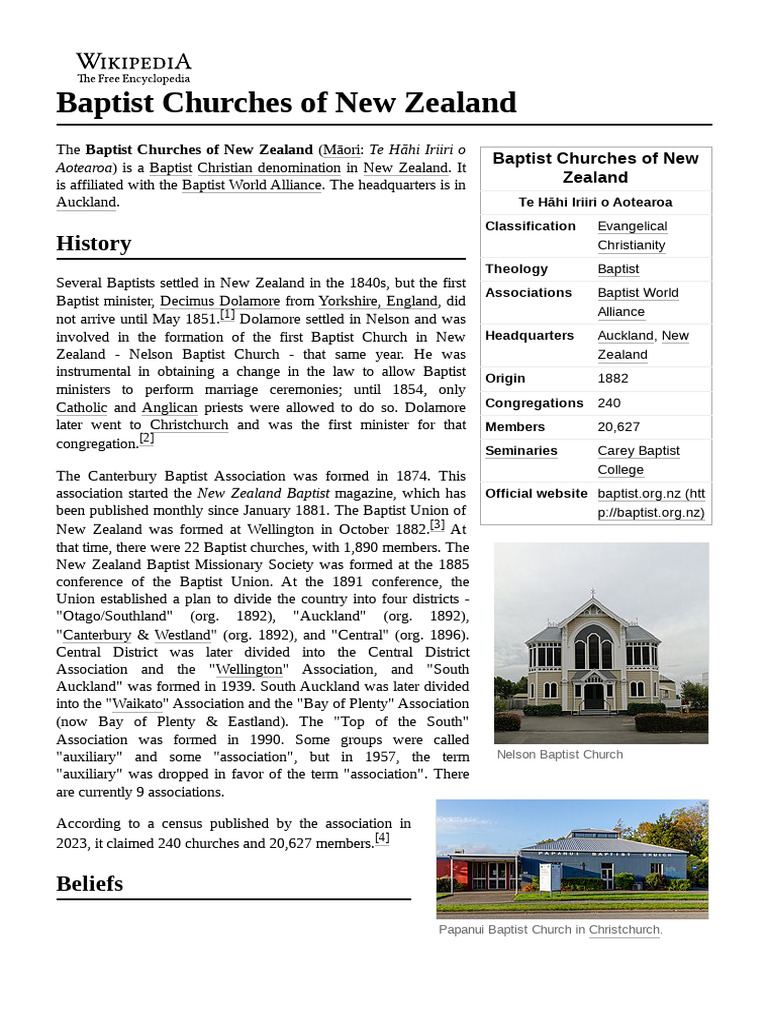 Baptist Churches of New Zealand | PDF | Christian Theological Movements ...