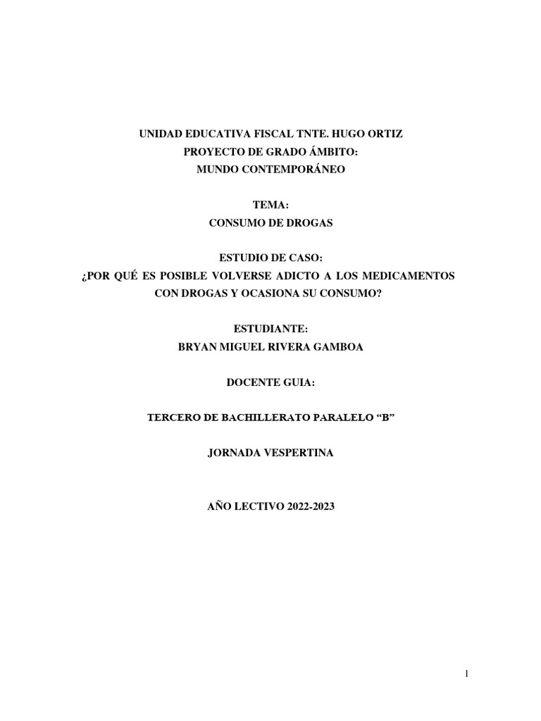 Proyecto Bryan Rivera | PDF | La dependencia de sustancias | Drogas