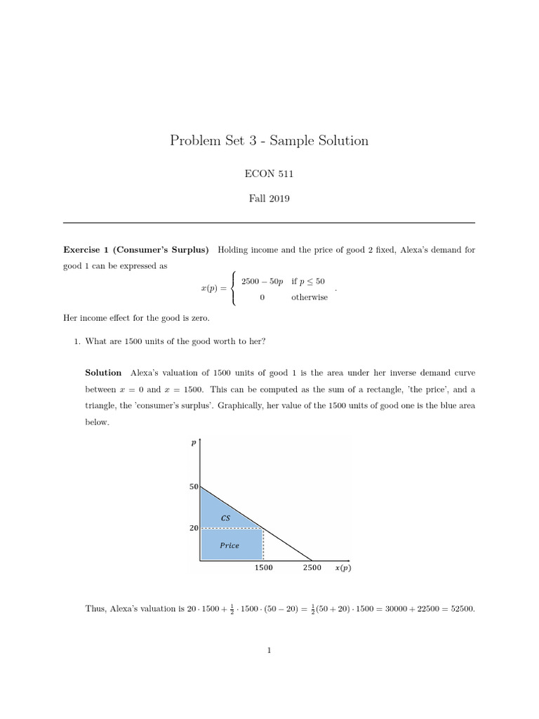 511 PS3 Solution Complete PDF | PDF | Economic Surplus | Elasticity (Economics)