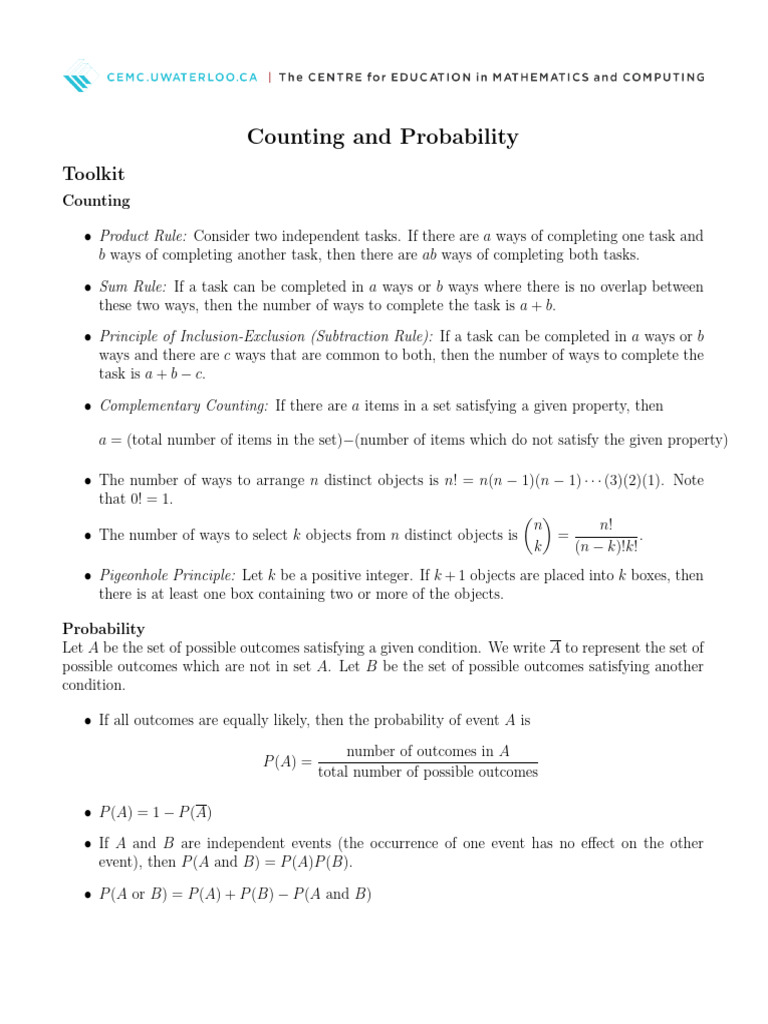 Counting Probability | PDF | Numbers | Sequence