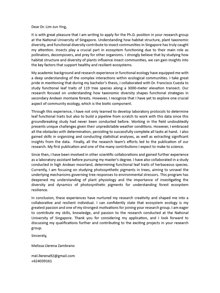 Cover Letter | PDF | Ecology | Biodiversity