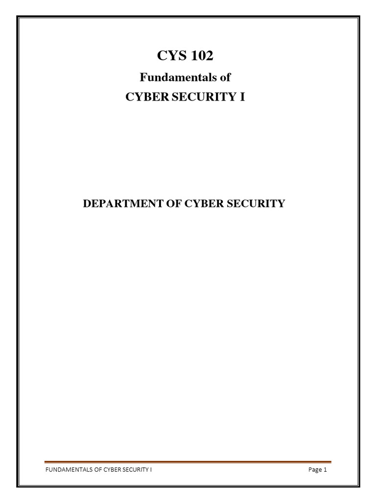 Cys 102 | PDF | Computer Security | Security