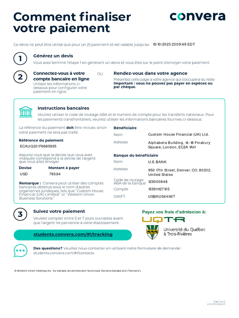 Instructions de paiement Convera | PDF | Banques | Technologie bancaire