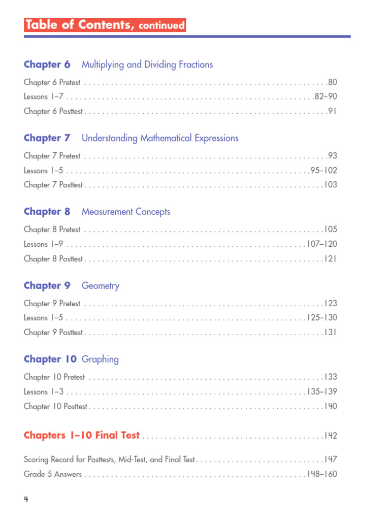 Table of Contents,: Chapter 6 Multiplying and Dividing Fractions | PDF ...