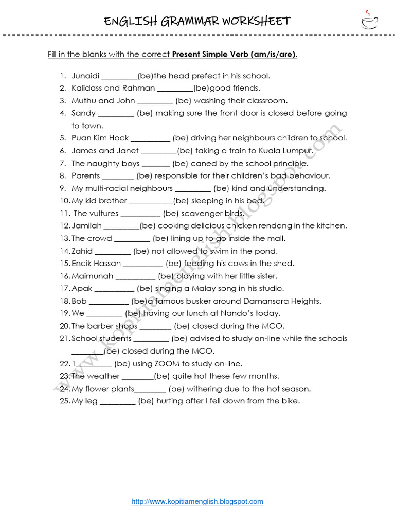 Present Simple Verb Worksheet | PDF