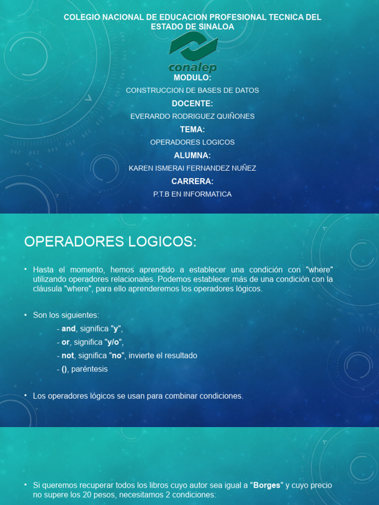 Operadores Logicos | PDF | Informática | Gestión de datos