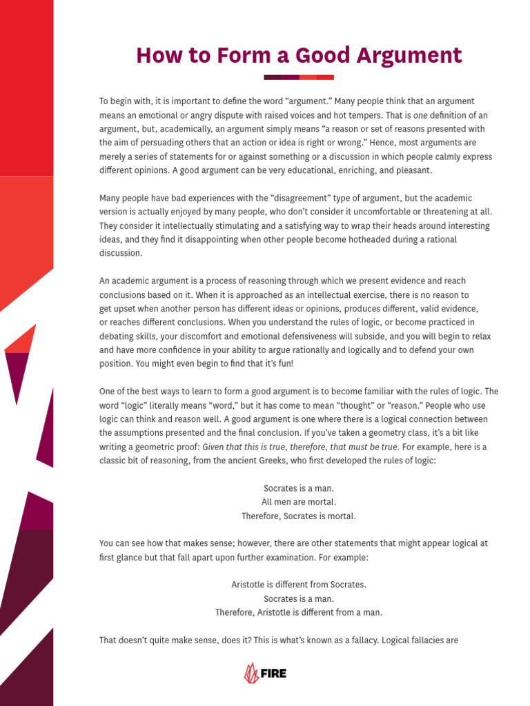 How To Form A Good Argument | PDF | Fallacy | Argument