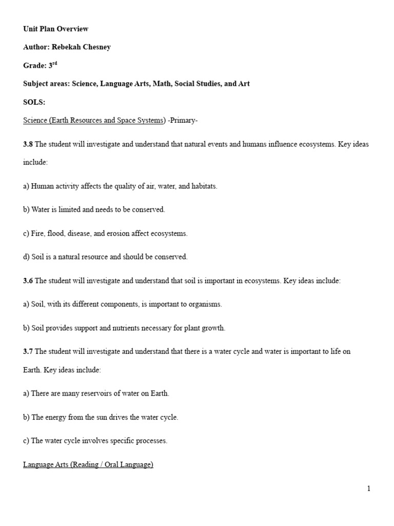 Science Unit Tled 478 Rebekah Chesney | PDF | Reading Comprehension ...