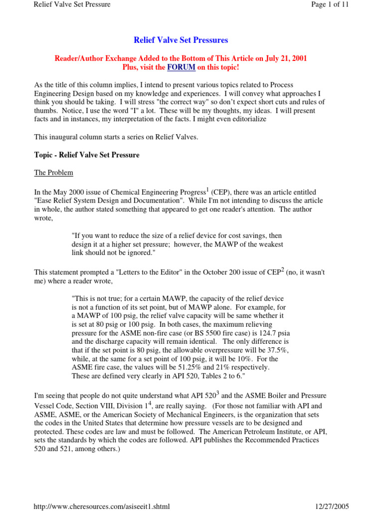 Pressure Relief Valve - Set Pressure | PDF | Valve | Pressure