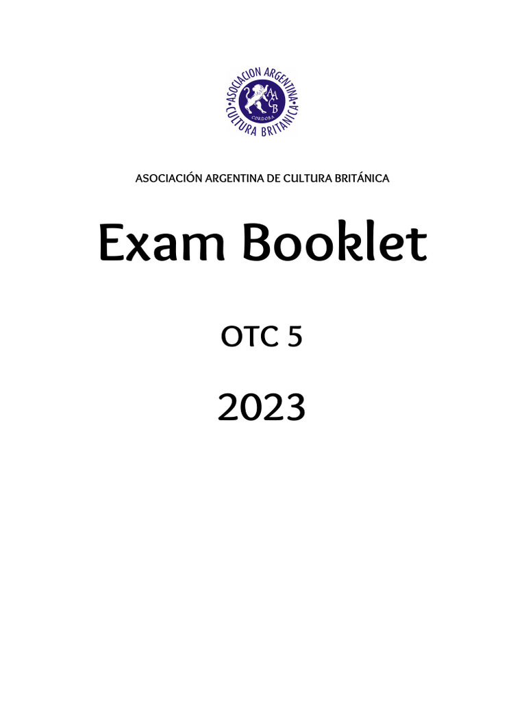 2023 - Exam Booklet - OTC5 | PDF
