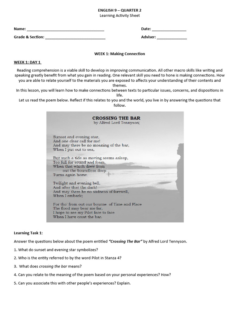 Week1-4 Q2 ENGLISH-9 | PDF | Experience | O. Henry