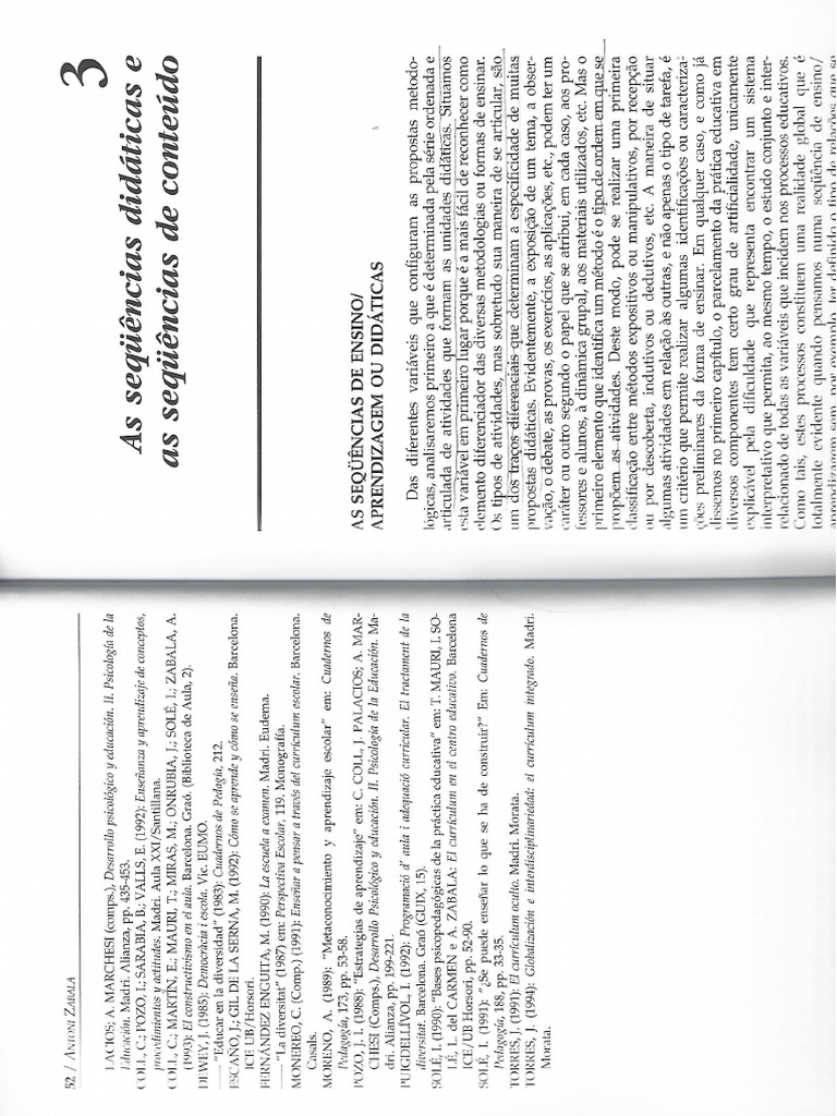 Antoni Zabala - Cap 3 - Sequências Didáticas | PDF