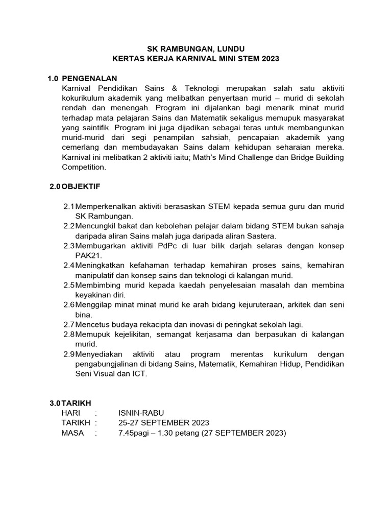 Kertas Kerja Mini Karnival Stem | PDF