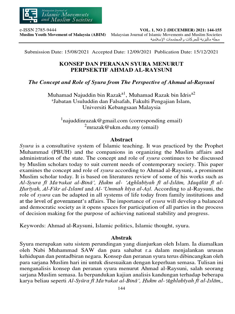 Peranan Syura Menurut Ahmad al-Raysuni | PDF | Abrahamic Religions ...