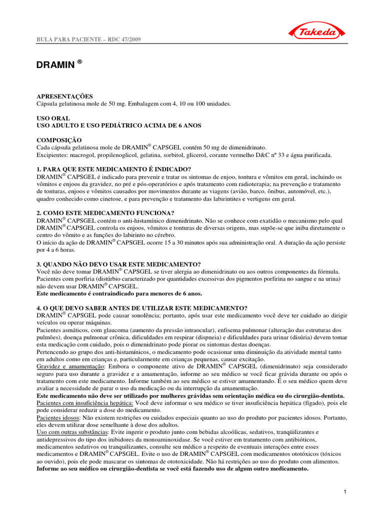 Dramin 50mg 4 Capsulas | PDF | Gravidez | Doença de obstrução pulmonar ...