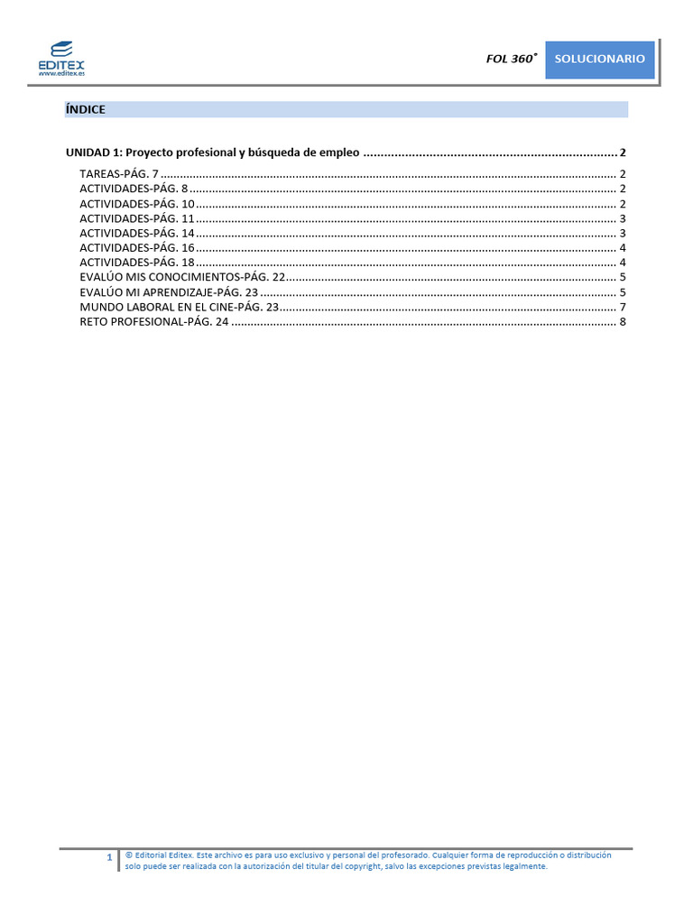 Solucionario FOL360 2023 UD01 PDF | PDF | Derechos de autor | Enfermería