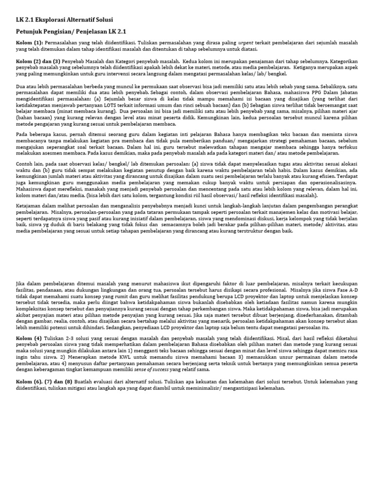LK 2.1 Eksplorasi Alternatif Solusi | PDF
