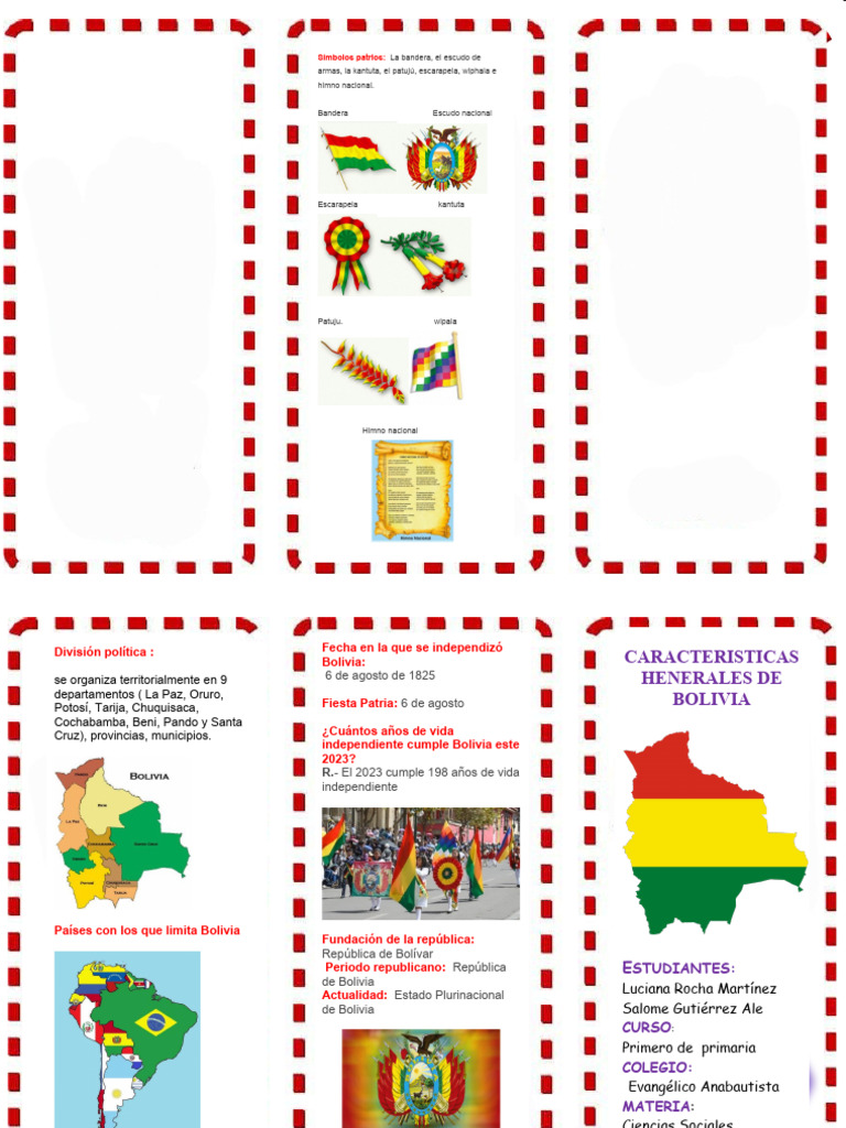 Triptico Datos de Bolivia | PDF