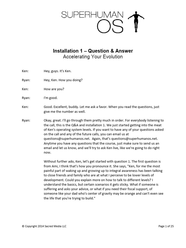 06 Installation 1 - Accelerating Your Evolution - Q&A - Fall 2014 | PDF | Fundamentalism | Violence