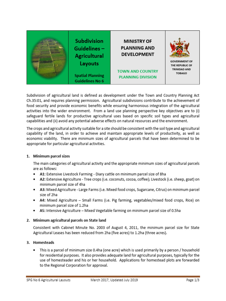 Spatial Planning Guideline No 6 Subdivisions Agricultural Layouts | PDF ...