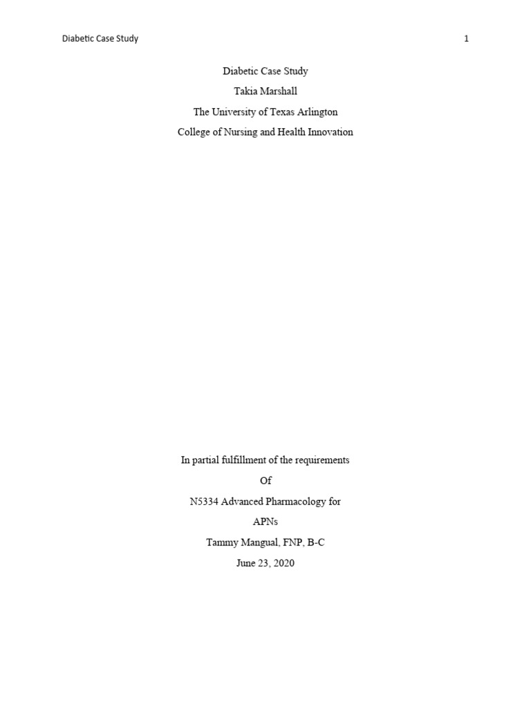Diabetic Case Study Pdf Diabetes Management Diabetes