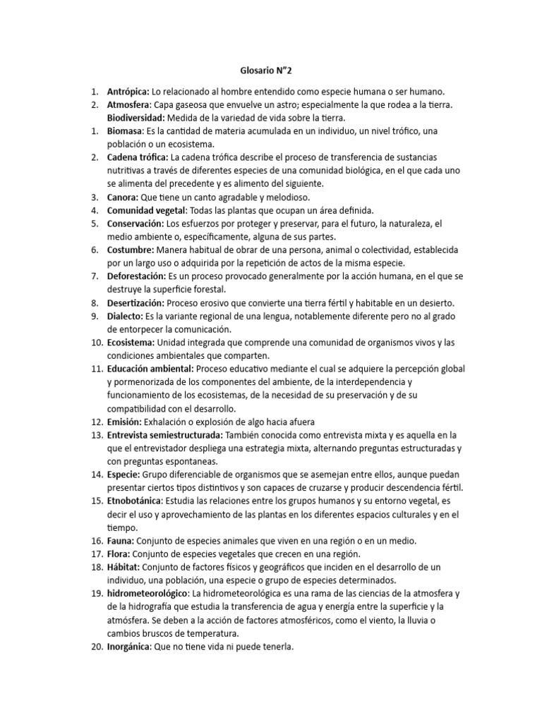 Glosario N 2 | PDF | Entorno natural | Naturaleza