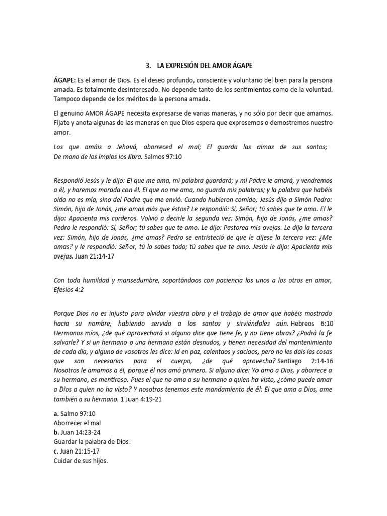 La Expresión Del Amor Ágape | PDF | Amor | Contenido bíblico