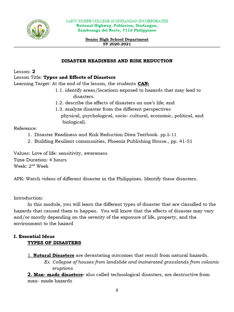 2 Types & Effects If Disaster | PDF | Hazards | Disaster Risk Reduction