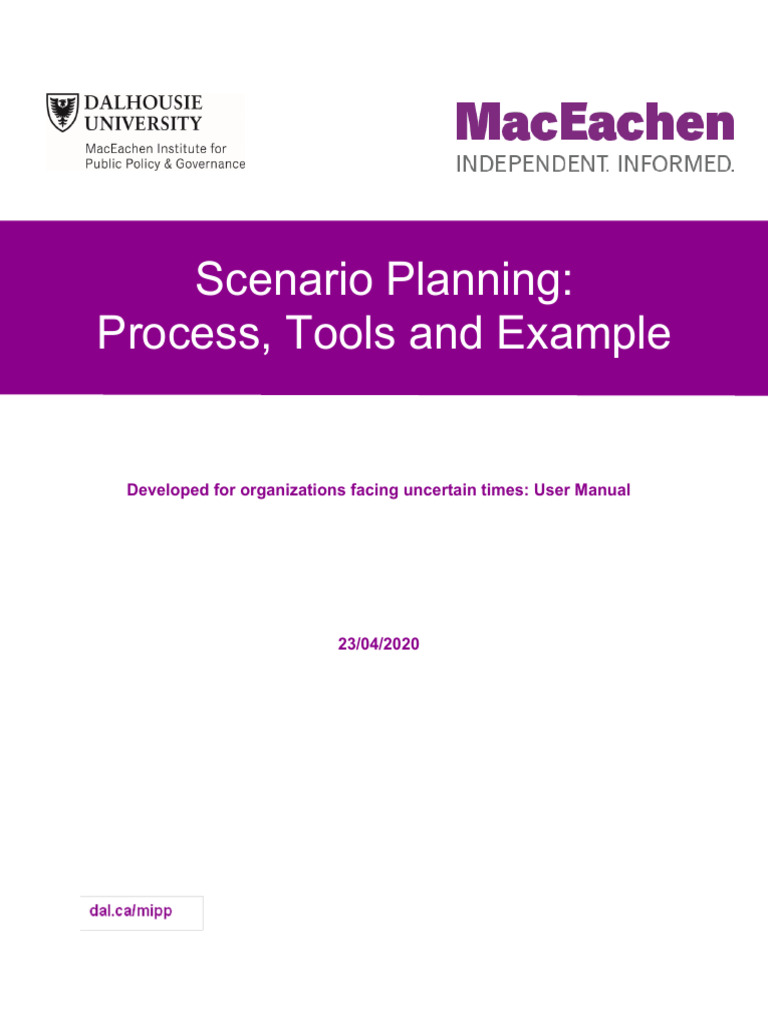 Scenario Planning Process Tools And Example Pdf Scenario