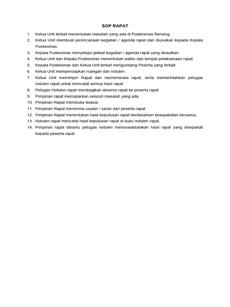 Sop Rapat Baru | PDF