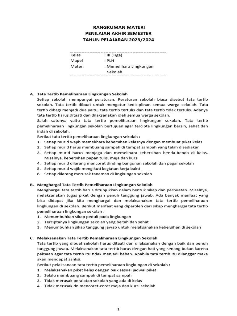 Rangkuman Materi PLH | PDF | Kesehatan Holistik