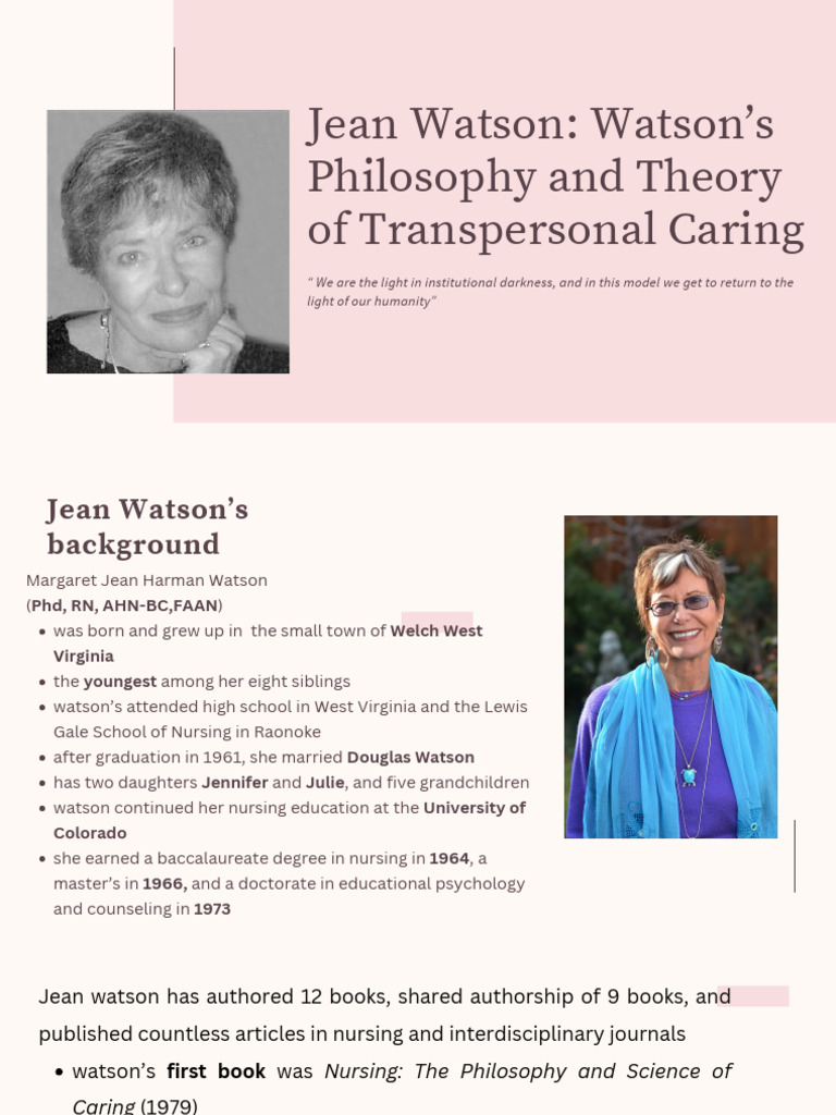 Jean Watson | PDF | Psychological Concepts | Psychology