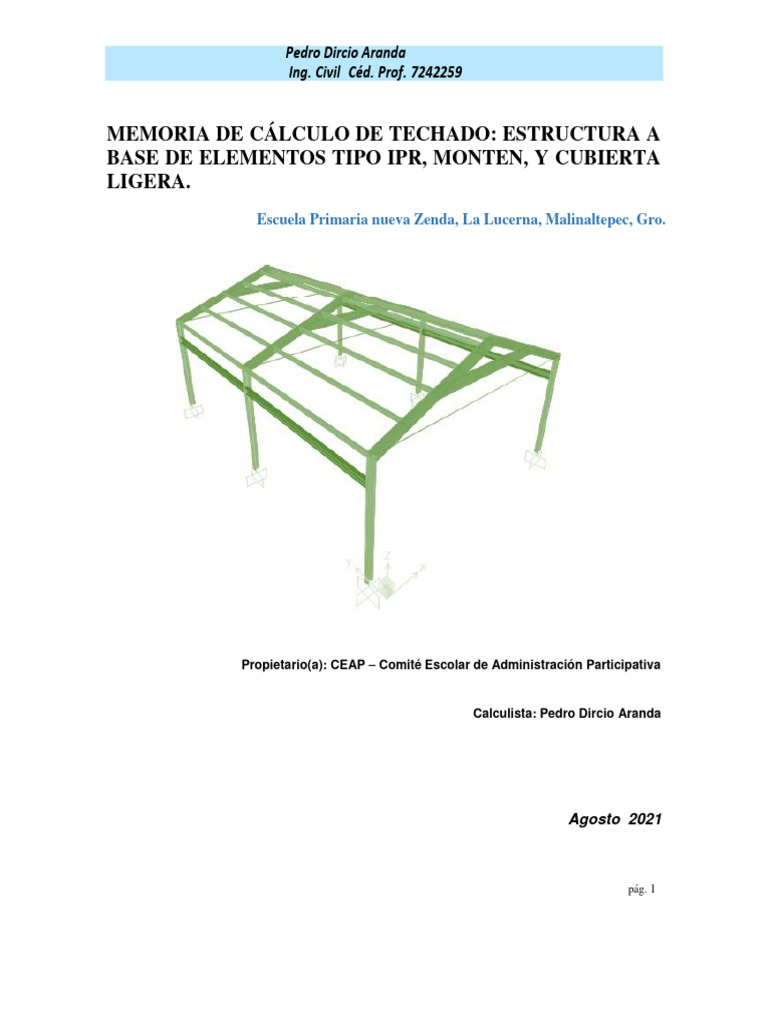 Memoria - Techado | PDF | Análisis estructural | Fundación (Ingeniería)
