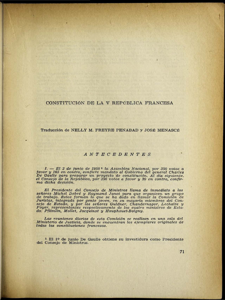 Constitucion de La V Republica Francesa | PDF | Parlamento | Alcalde
