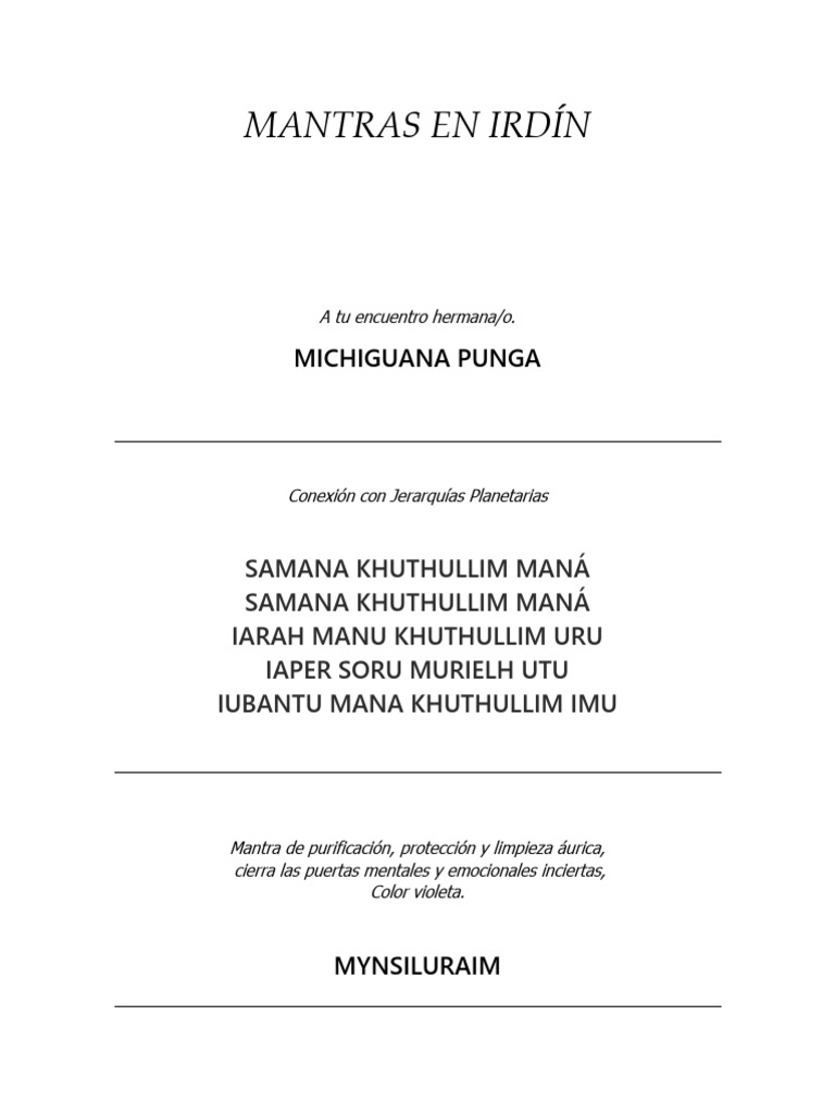Mantras de Purificación en Irdín | PDF