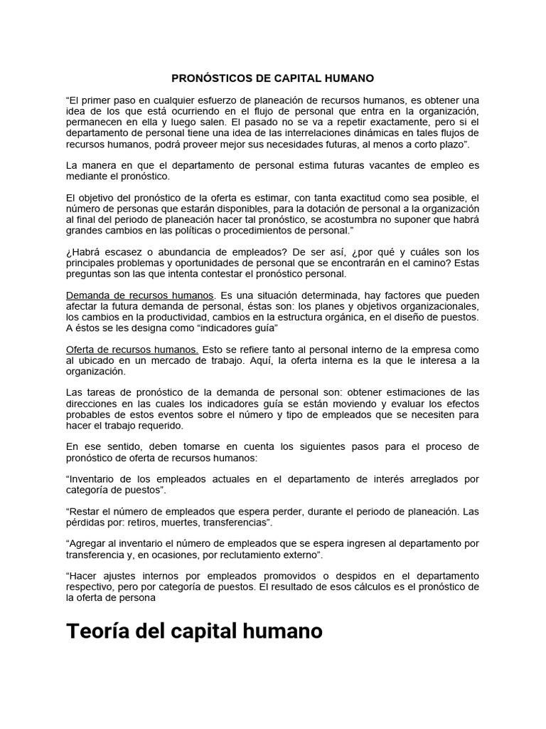 Pronósticos de Capital Humano. | PDF | Capital humano | Gestión de recursos humanos