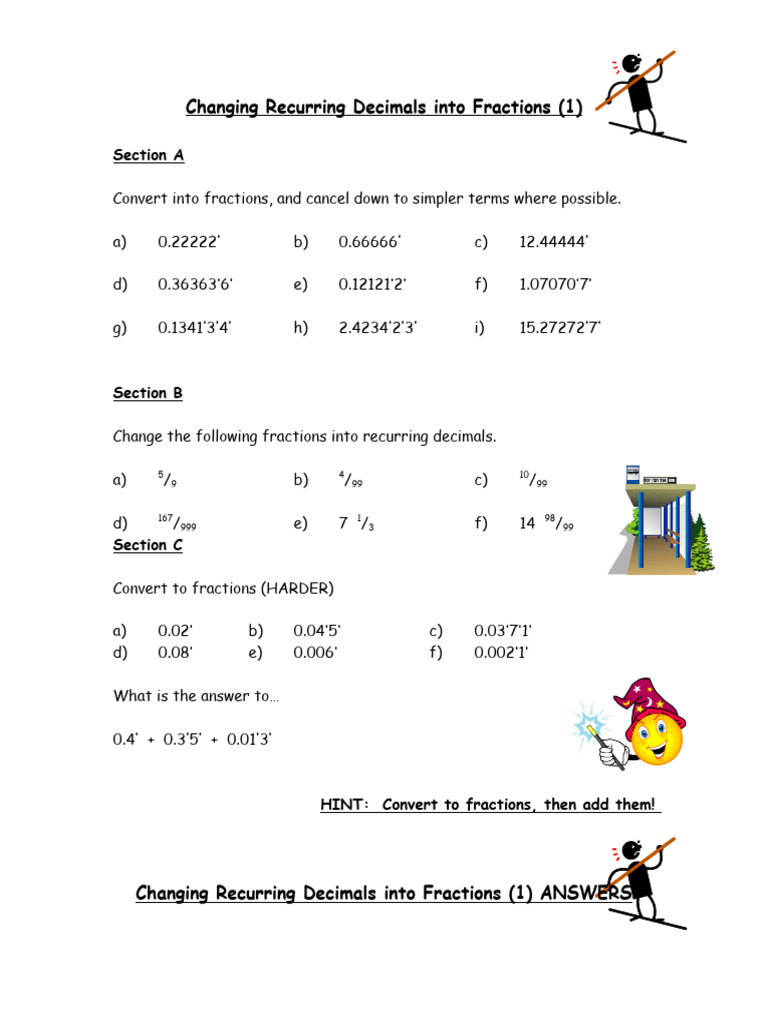 G11W4L2 - Recurring Decimals - EXERCISE 1 | PDF | Notation | Mathematical Concepts