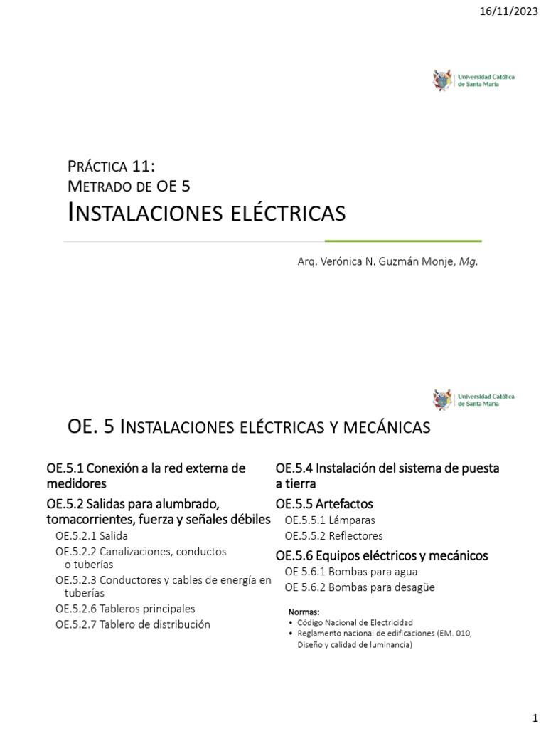 2023B - Metrados - PrÃ¡ctica 11 | Descargar gratis PDF | Electromagnetismo | Ingenieria Eléctrica