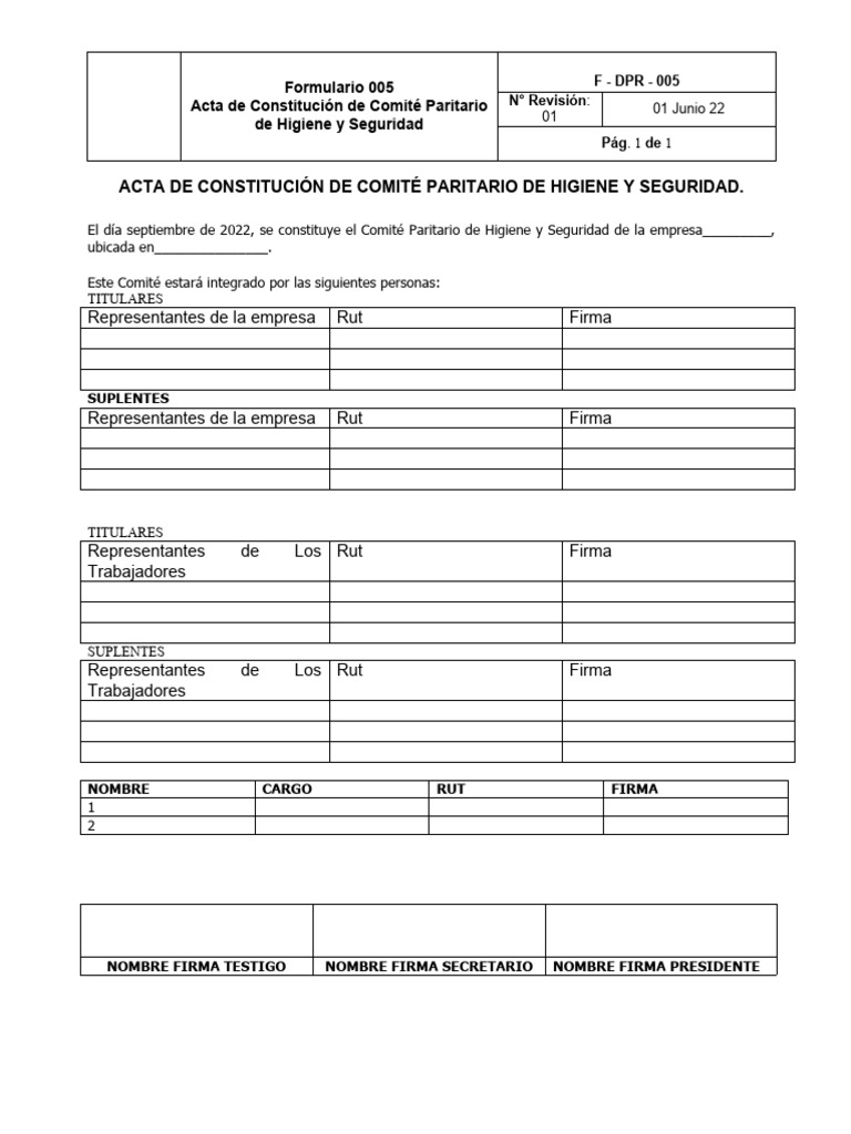 Acta de Constitucion Comite Paritario | PDF Acta de Constitucion Comite Paritario | PDF