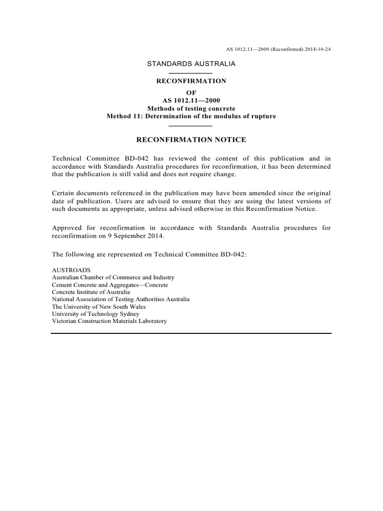 Reconfirmation Notice: AS 1012.11-2000 (Reconfirmed) 2014-10-24 ...