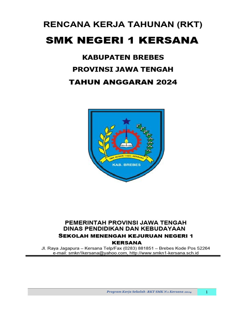 Contoh RKT SMK N 1 Kersana 2024 | PDF Contoh RKT SMK N 1 Kersana 2024 | PDF