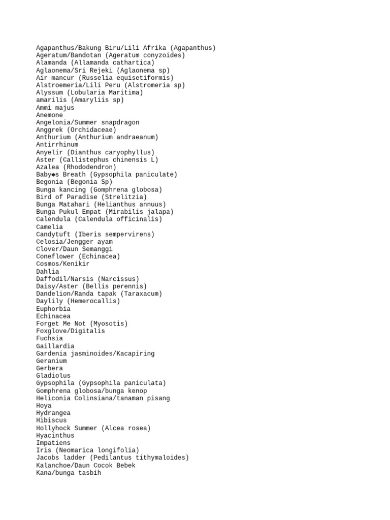 Edit Nama Nama Bunga Buat Posting | Download Free PDF | Plants | Botany