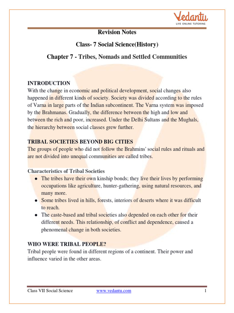 Tribes, Nomads and Settled Communities Class 7 Notes CBSE History ...