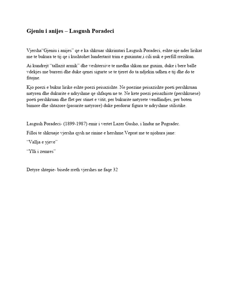 Gj.-shqipe-Kl - VIII-Gjeniu-i-anijes - Lasgush-Poradeci 2 | PDF
