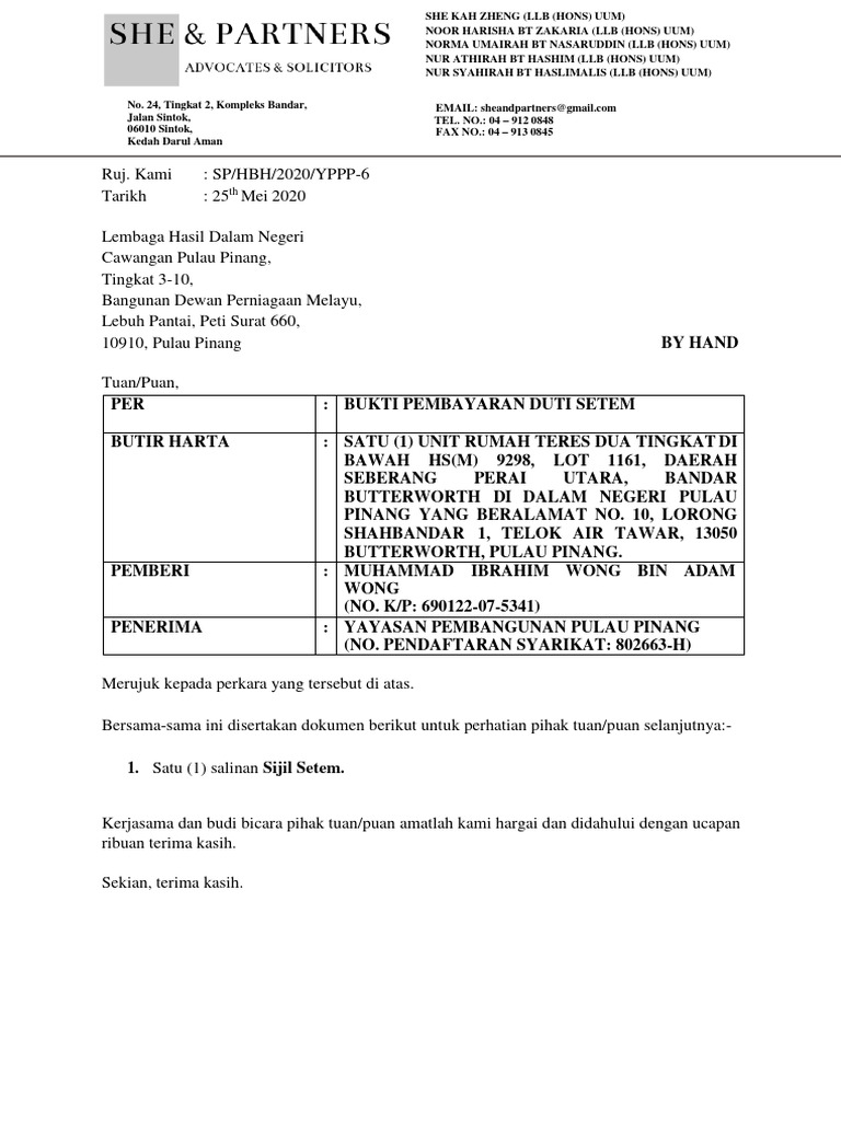 Letter To LHDN For Payment Sample | PDF