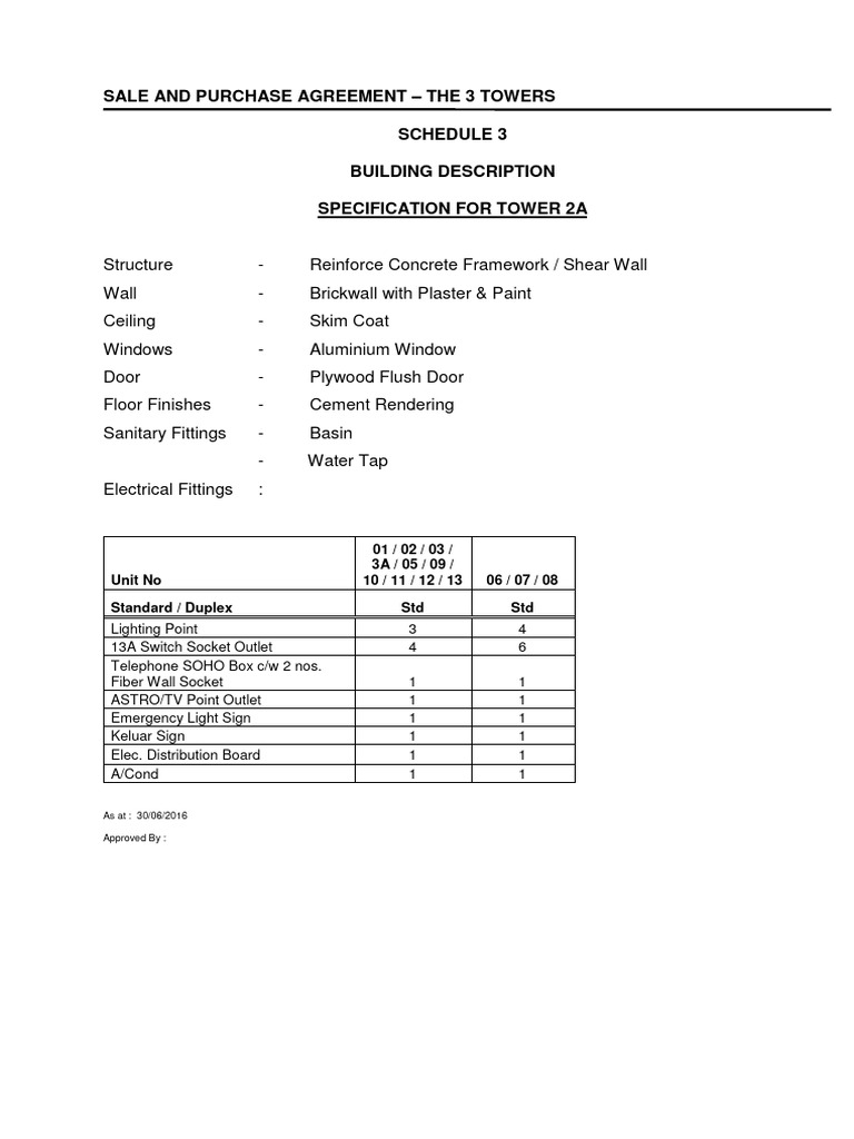 Building Specification Tower 2A 3 Towers | PDF