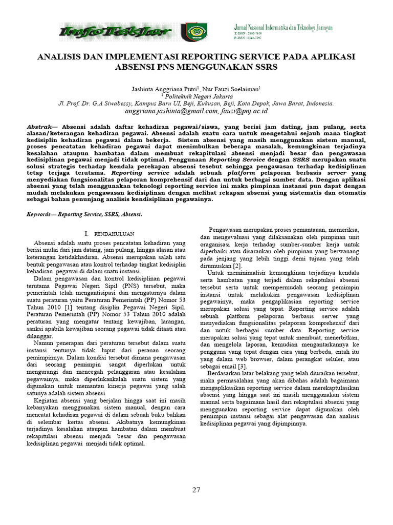 Implementasi SSRS untuk Absensi PNS | PDF