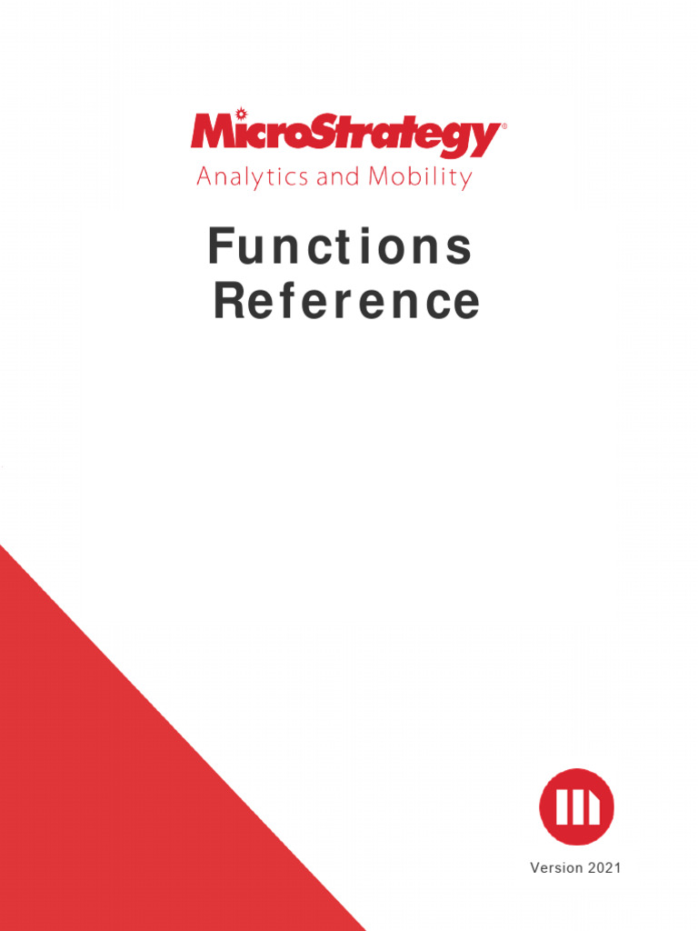MicroStrategy Functions Reference | PDF | Parameter (Computer Programming) | Function (Mathematics)